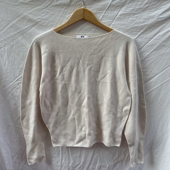 Uniqlo | Sweaters | Uniqlo Puff Sleeve Offwhitecream Light Sweater Top ...